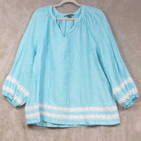 Lauren Ralph Lauren | Tops | Lauren Ralph Lauren Womens Linen Lace Trim ...